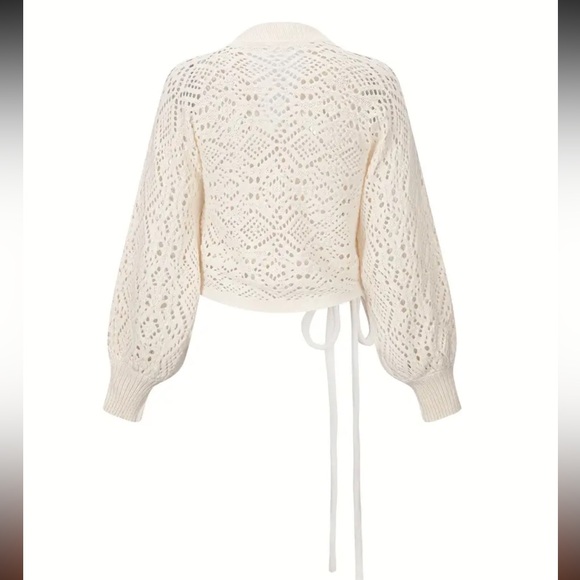scorpioQ”s closet | Sweaters | Chic Cream Vneck Crochet Wrap Lookalike ...